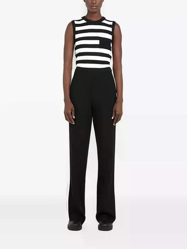 FERRAGAMO Ribbed-knit Side-stripe Trousers - Black