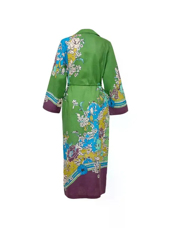 ALEMAIS Nanci Floral-print Maxi Shirt Dress - Green