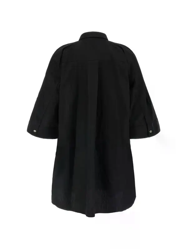 Sacai Pleated-back Wide-sleeve Mini Shirt Dress