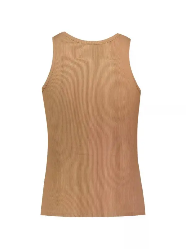 VIVIENNE WESTWOOD Ribbed-knit Logo-embroidered Tank Top - Neutrals