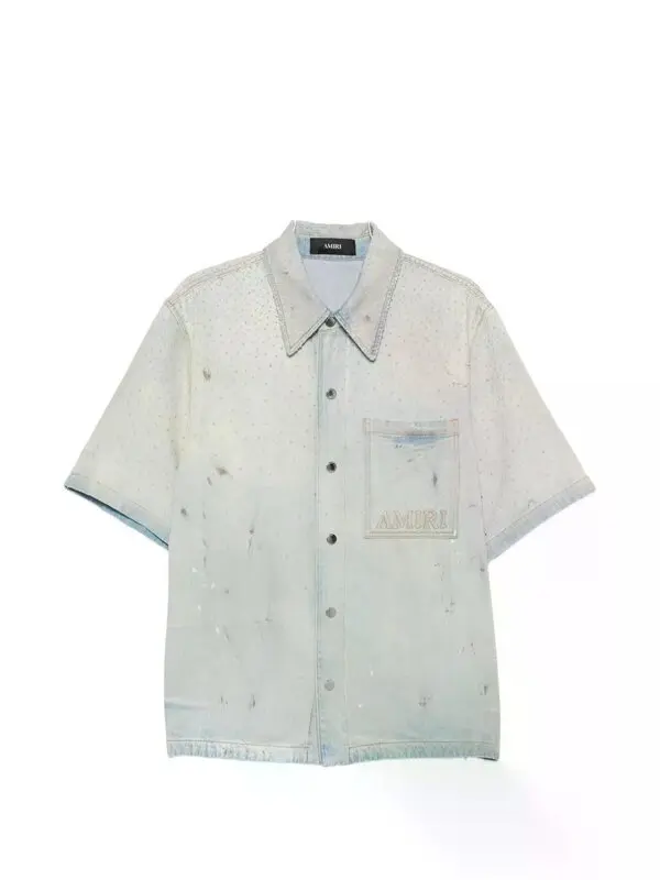Amiri Crystal-embellished Logo-patch Shirt