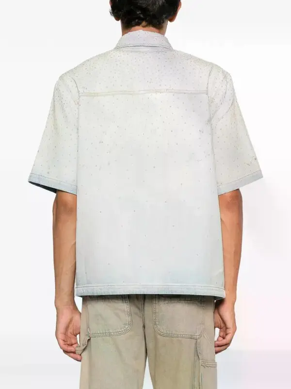Amiri Crystal-embellished Logo-patch Shirt
