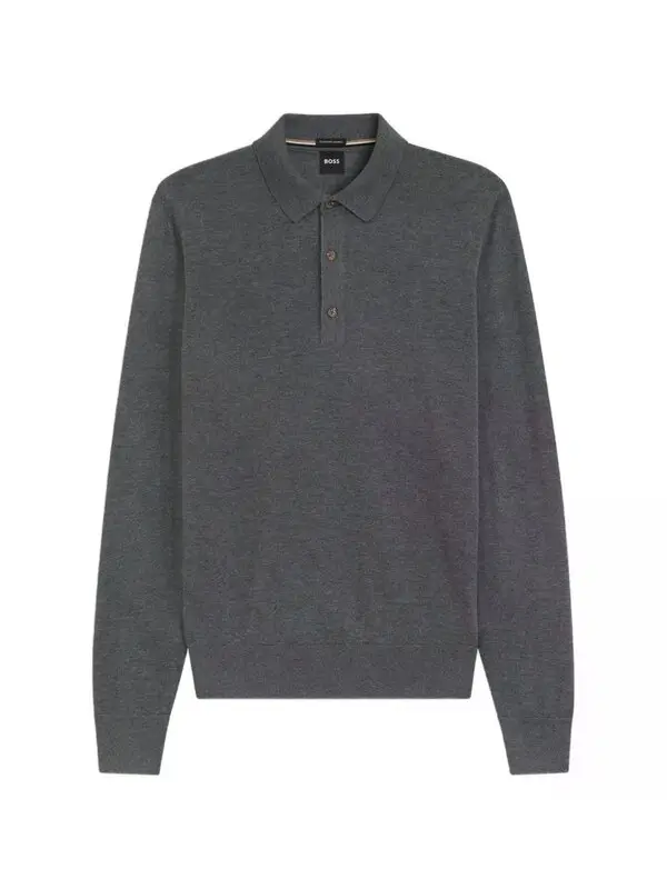 BOSS Merino Wool Polo Sweater - Grey