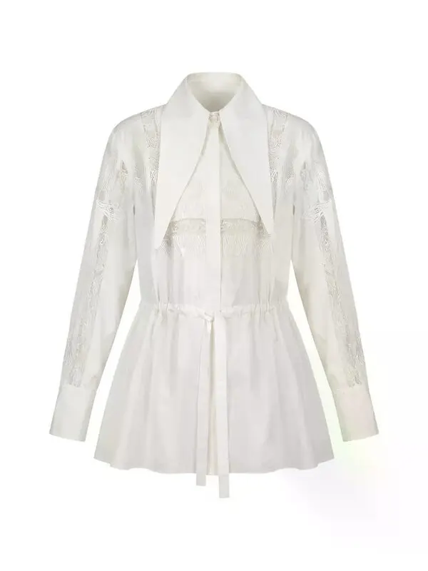 Valentino Garavani Lace-panelled Drawstring-waist Dress - White