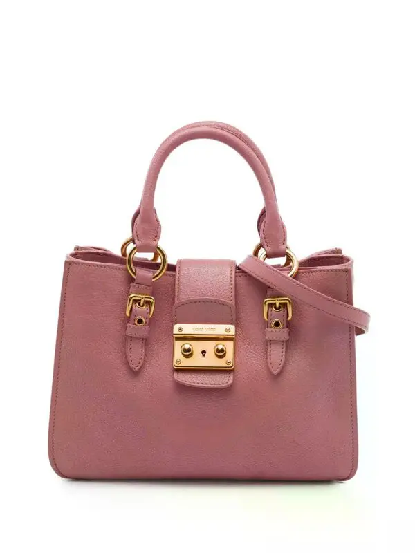 Miu Miu 2010-2026 Goatskin Madras Satchel - Pink