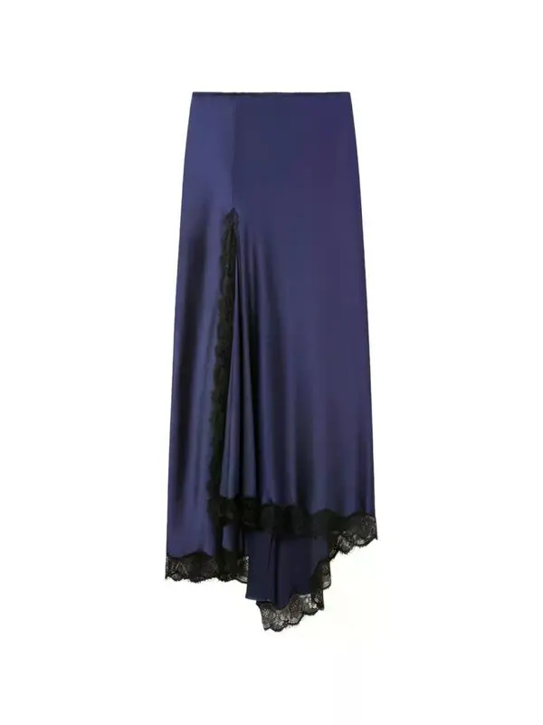 Isabel Marant Étoile Alexandra Silk Satin Skirt With Lace Detail - Blue
