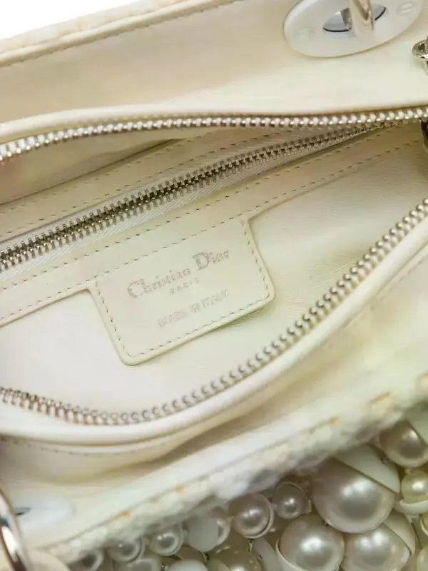 Dior 2012 Medium Tweed Pearl Lady Satchel