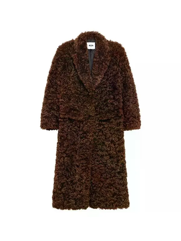 MSGM Faux-shearling Double-breasted Coat - Brown