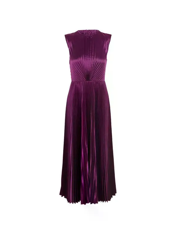 Ulla Johnson Midi Malin Pleated Satin-finish Dress - Purple