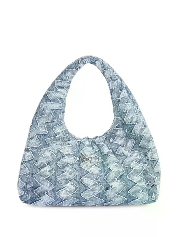 GAELLE PARIS Maxi Zigzag-patchwork Denim Shoulder Bag