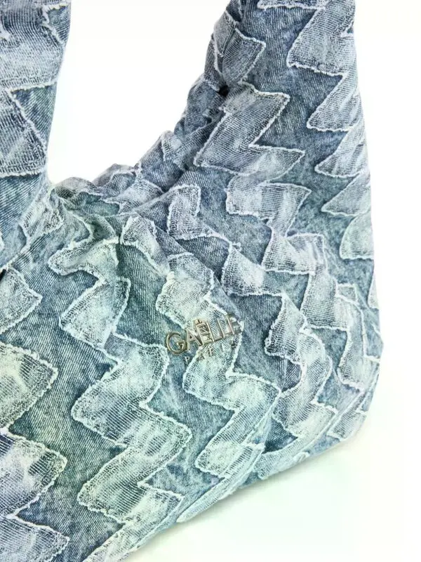 GAELLE PARIS Maxi Zigzag-patchwork Denim Shoulder Bag