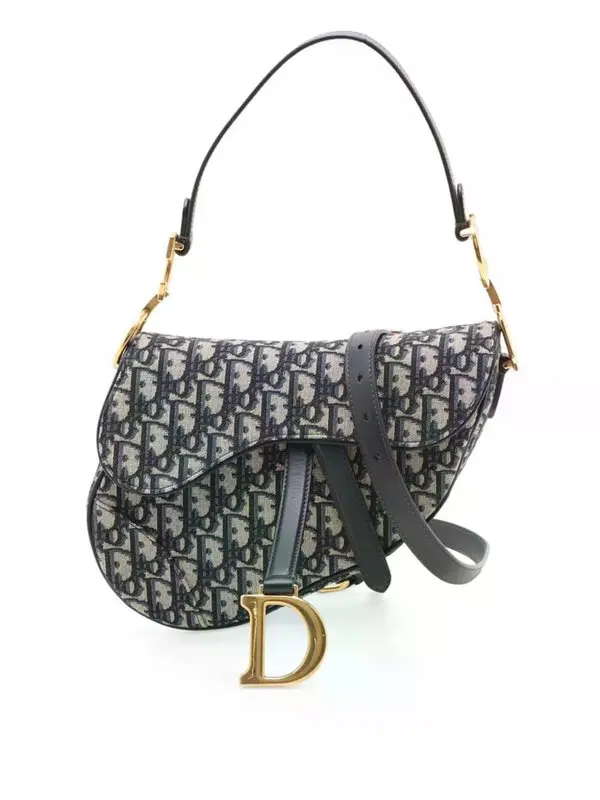 Dior 2000-2026 Mini Oblique Canvas Saddle Bag Satchel - Blue
