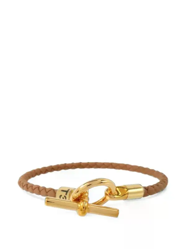 Hermès Glenan Braided-leather Bracelet - Gold