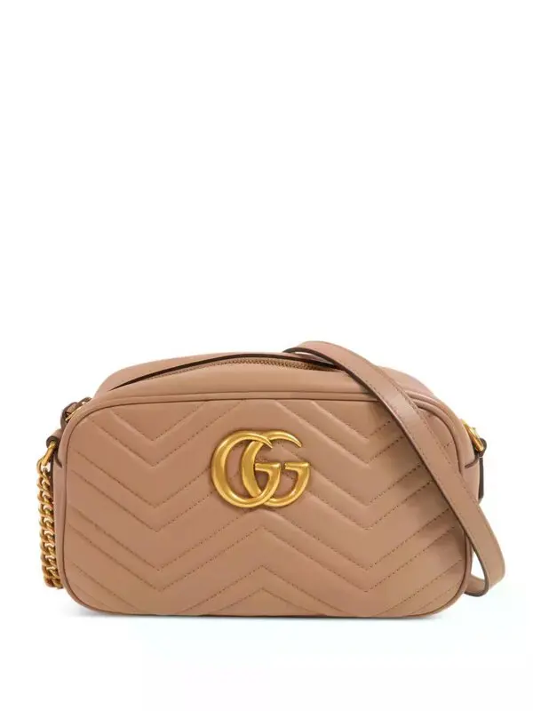 Gucci Small Gg Marmont Calf Leather Shoulder Bag - Brown