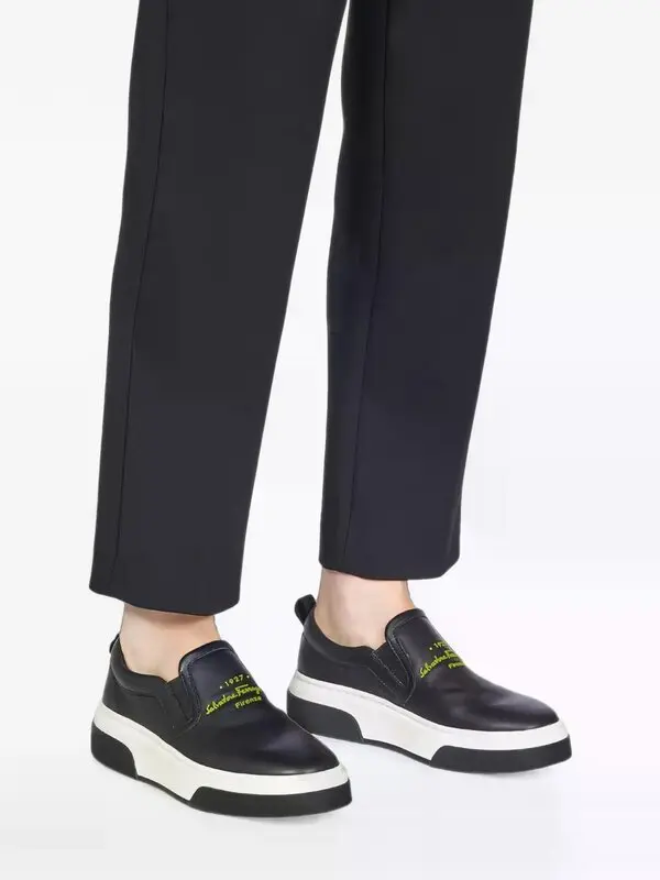 FERRAGAMO Logo-print Leather Sneakers