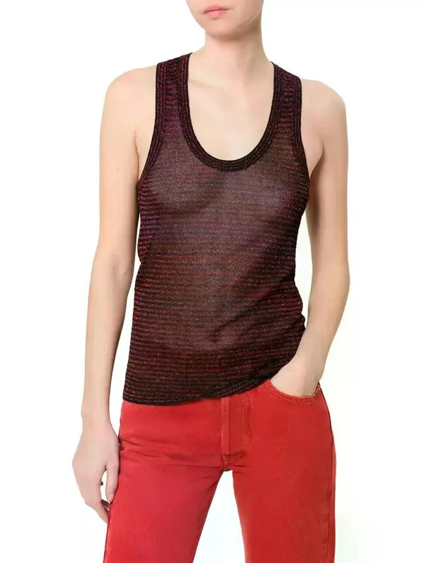 Isabel Marant Étoile Cevara Striped Lurex Knit Tank Top - Black