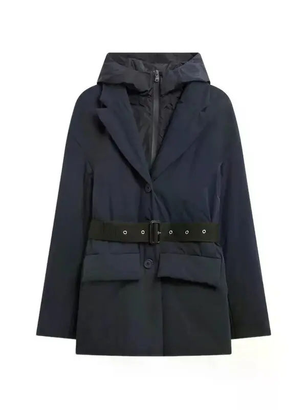 SEMICOUTURE Agnes Belted Hooded Coat - Blue