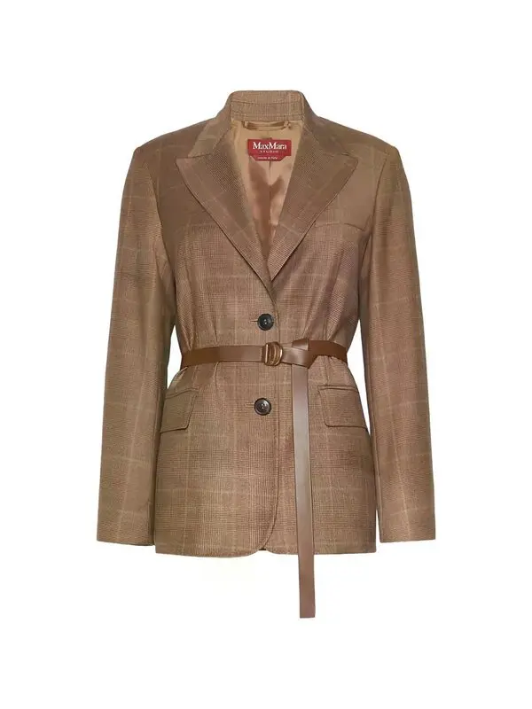 Max Mara Belted Checked Blazer - Brown