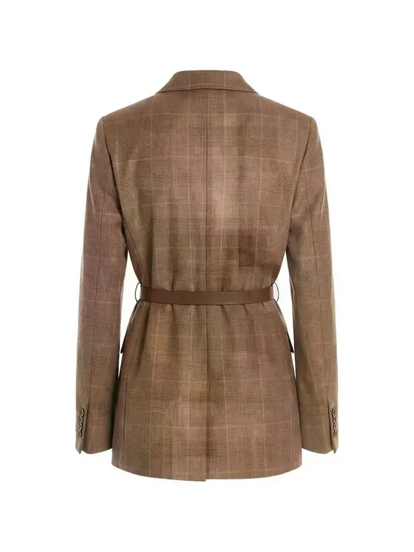 Max Mara Belted Checked Blazer - Brown