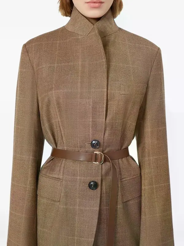 Max Mara Belted Checked Blazer - Brown