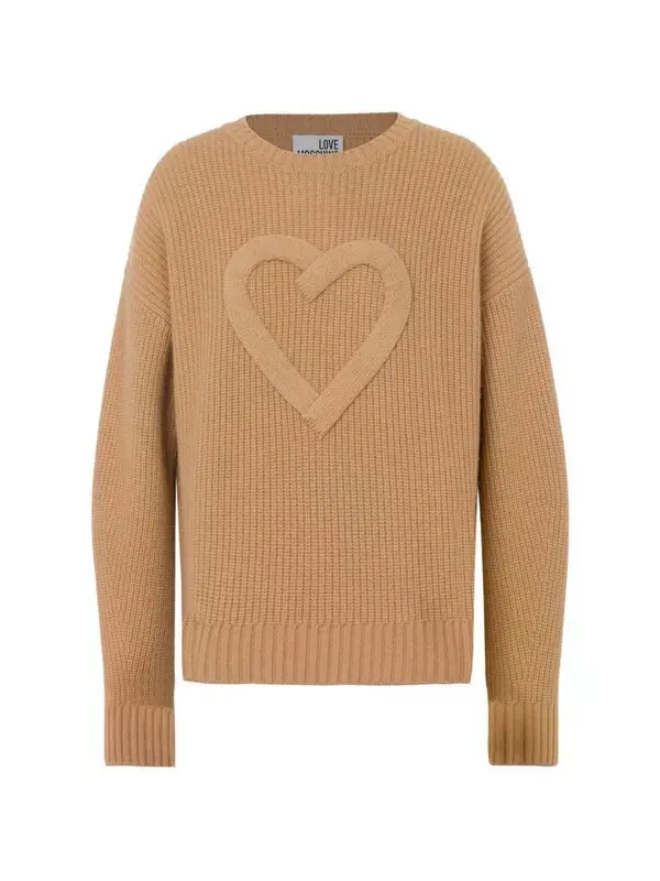 Moschino Heart-motif Ribbed-knit Wool Sweater - Brown