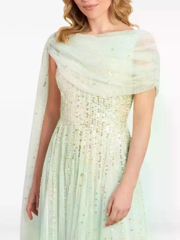 NEEDLE & THREAD Moonlight Sequin-embellished Draped Gown