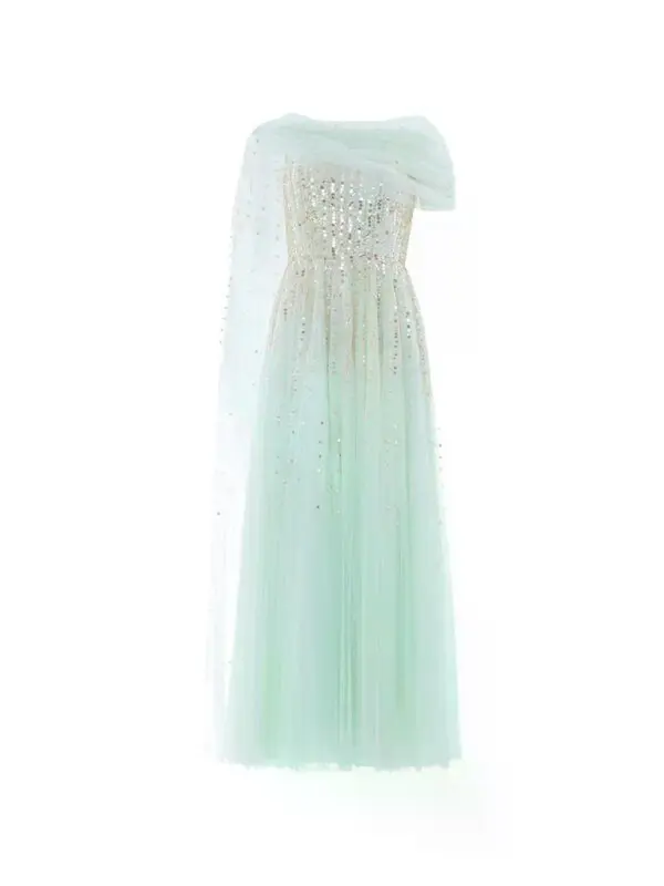 NEEDLE & THREAD Moonlight Sequin-embellished Draped Gown