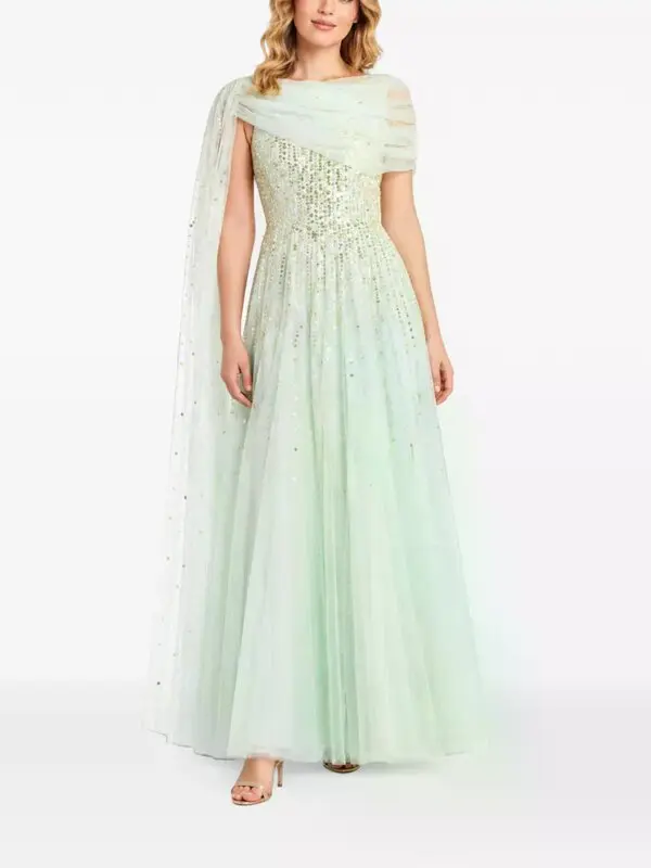 NEEDLE & THREAD Moonlight Sequin-embellished Draped Gown - Green