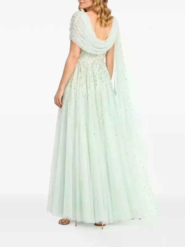 NEEDLE & THREAD Moonlight Sequin-embellished Draped Gown - Green