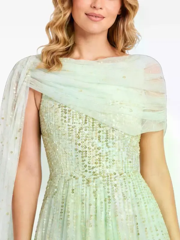 NEEDLE & THREAD Moonlight Sequin-embellished Draped Gown - Green