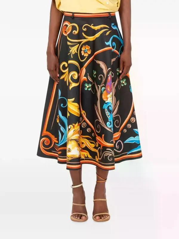 Moschino Baroque-print Midi Skirt