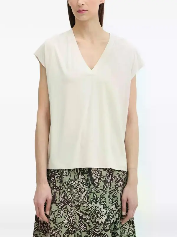Marc O'polo V-neck Cap-sleeve T-shirt - Neutrals
