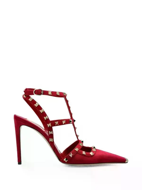 Valentino Garavani Rockstud Suede Pumps 100mm - Red
