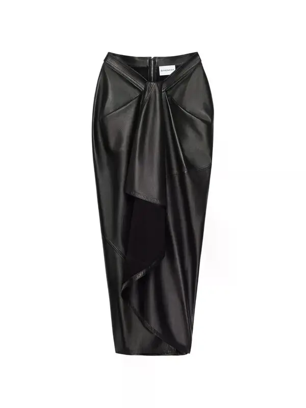 Givenchy Long Wrapped Skirt In Leather