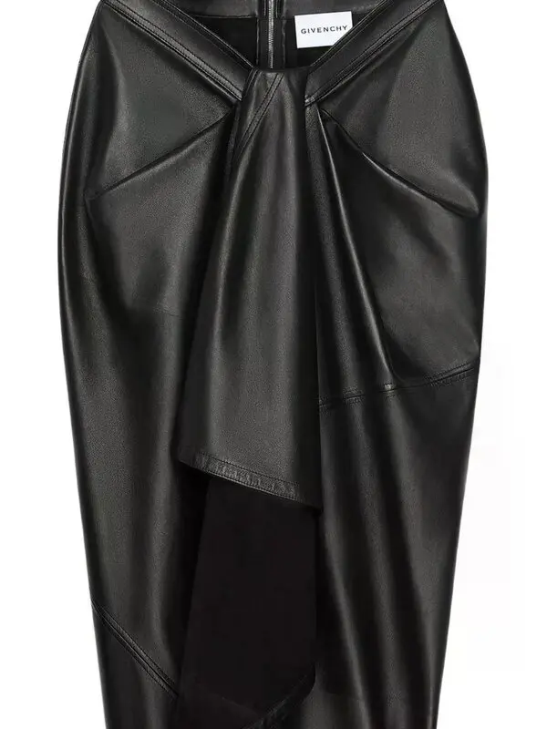 Givenchy Long Wrapped Skirt In Leather