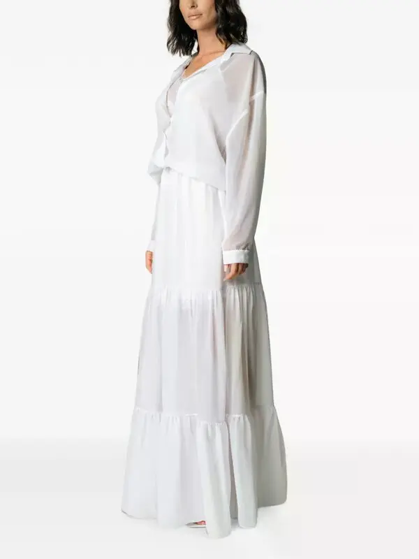 MIAU BY CLARA ROTESCU Tiered Lace-trim Dress - White