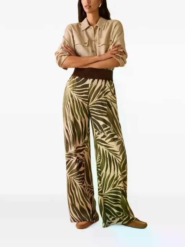 PENNYBLACK Leaf-print Wide-leg Trousers