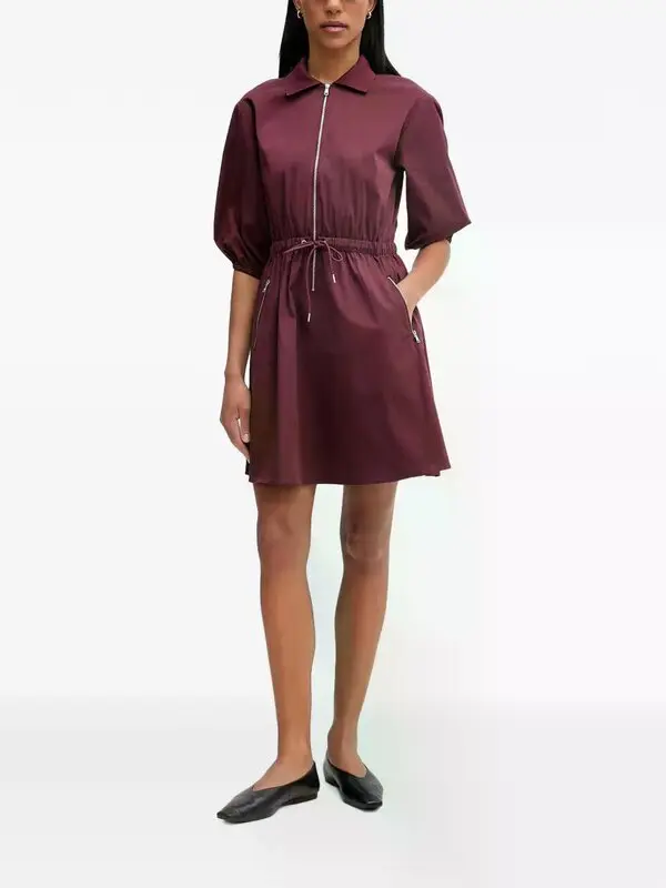 Marc O'polo Zip-up Drawstring-waist Mini Dress - Red
