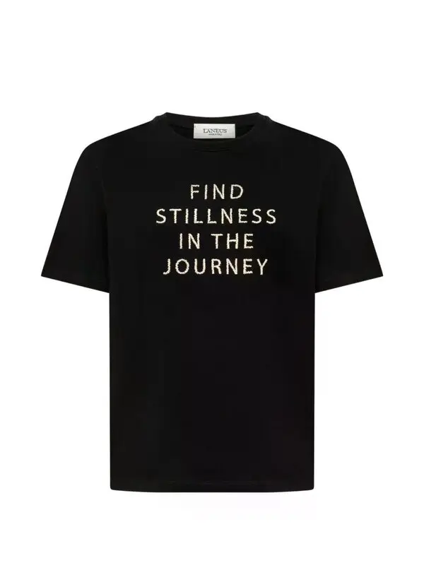 LANEUS Slogan-embroidered T-shirt