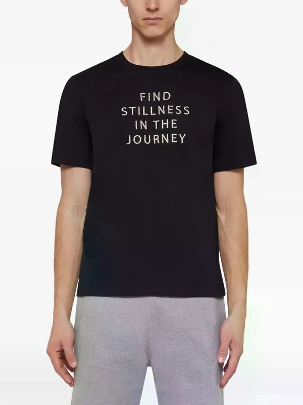 LANEUS Slogan-embroidered T-shirt