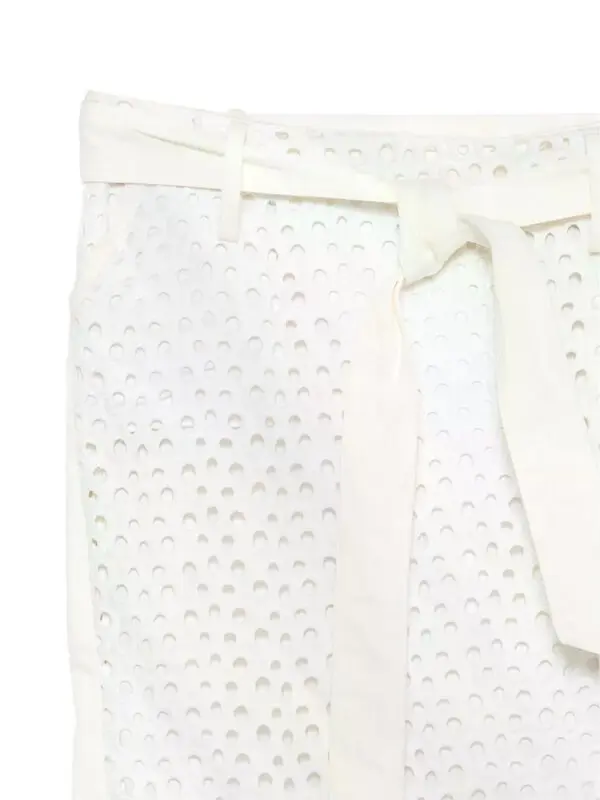 Gianfranco Ferre 1990s Eyelet-embroidered Belted Mini Skirt