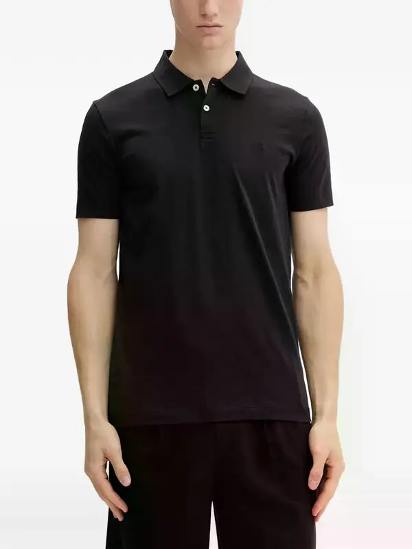 Marc O'polo Logo-embroidered Slub-texture Polo Shirt - Black
