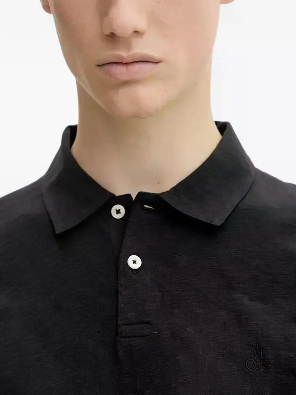 Marc O'polo Logo-embroidered Slub-texture Polo Shirt