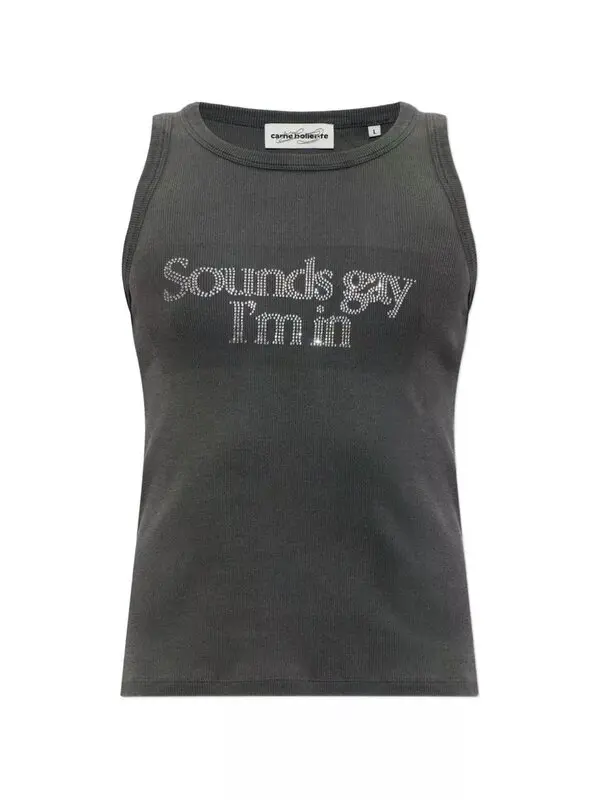 CARNE BOLLENTE Sequin-embellished Ribbed Tank - Grey