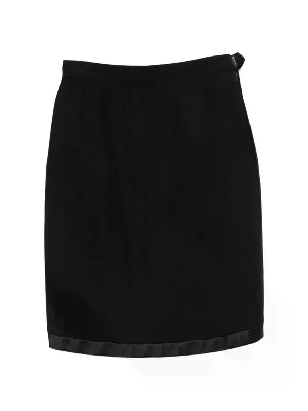 Saint Laurent 1980s Wrap-style Satin-trim Midi Skirt