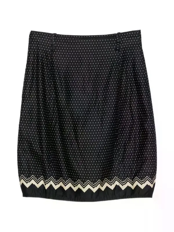 Versace 1990s Polka-dot Zigzag-print Mini Skirt