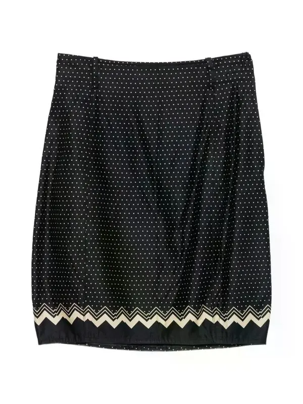 Versace 1990s Polka-dot Zigzag-print Mini Skirt