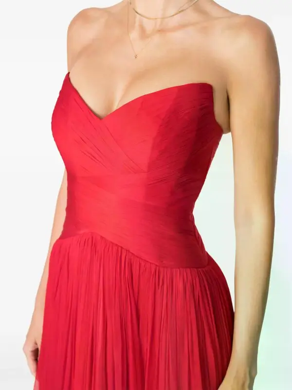 M.MARQUISE Viviene Pleated Silk Maxi Dress