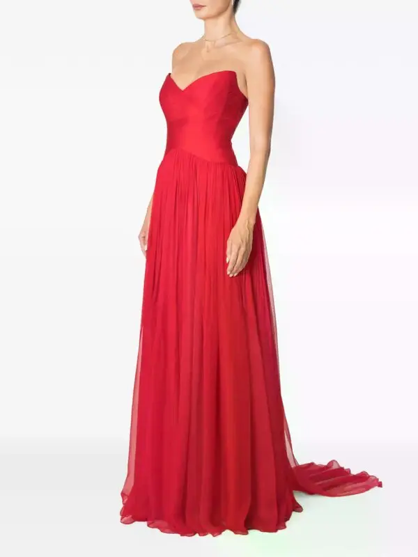 M.MARQUISE Viviene Pleated Silk Maxi Dress