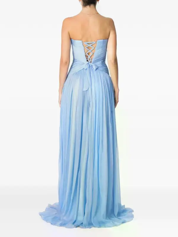 M.MARQUISE Candy Strapless Pleated Maxi Dress - Blue